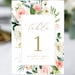 Table Number Template, Pink Floral, Wedding Table Number, 100% Editable ...