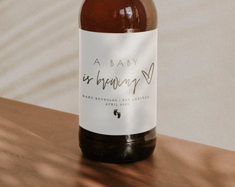 A Baby is Brewing Beer Label, Pregnancy Announcement Beer Label ...