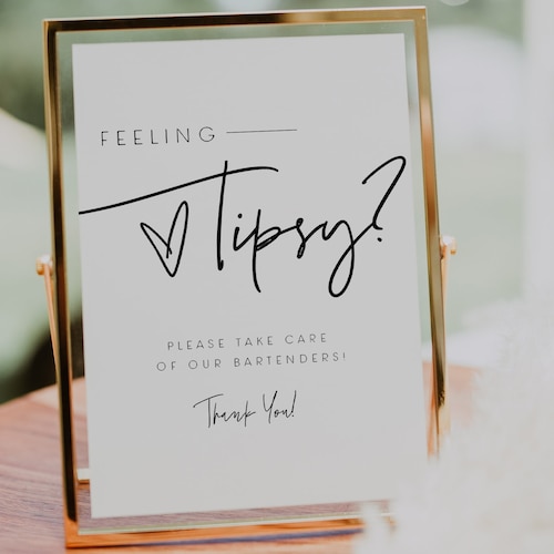 Ellia Wedding Bartender Tips Sign Modern Wedding Bar Sign - Etsy