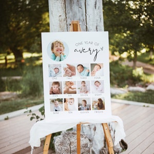 First Birthday Photo Milestone Collage, 1st Birthday Photo Poster, Baby ...