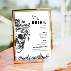Skull Gothic Drink Menu Template Let's Drink Halloween - Etsy