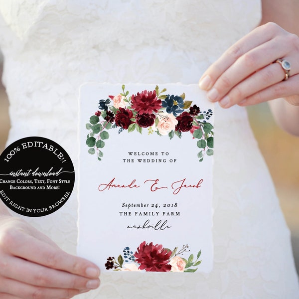 Bi Fold Wedding Program - Etsy