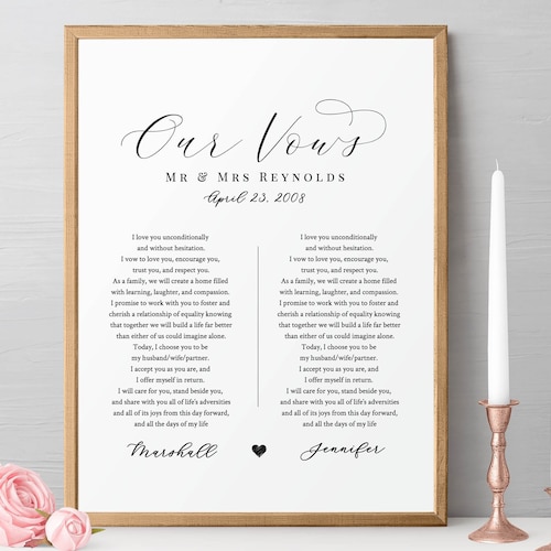 Digital Download Gift Wedding Vow Frame Wedding Vow Keepsake - Etsy