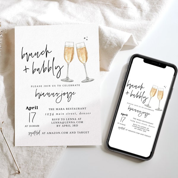 Champagne Brunch Bridal Shower Invitations - Etsy