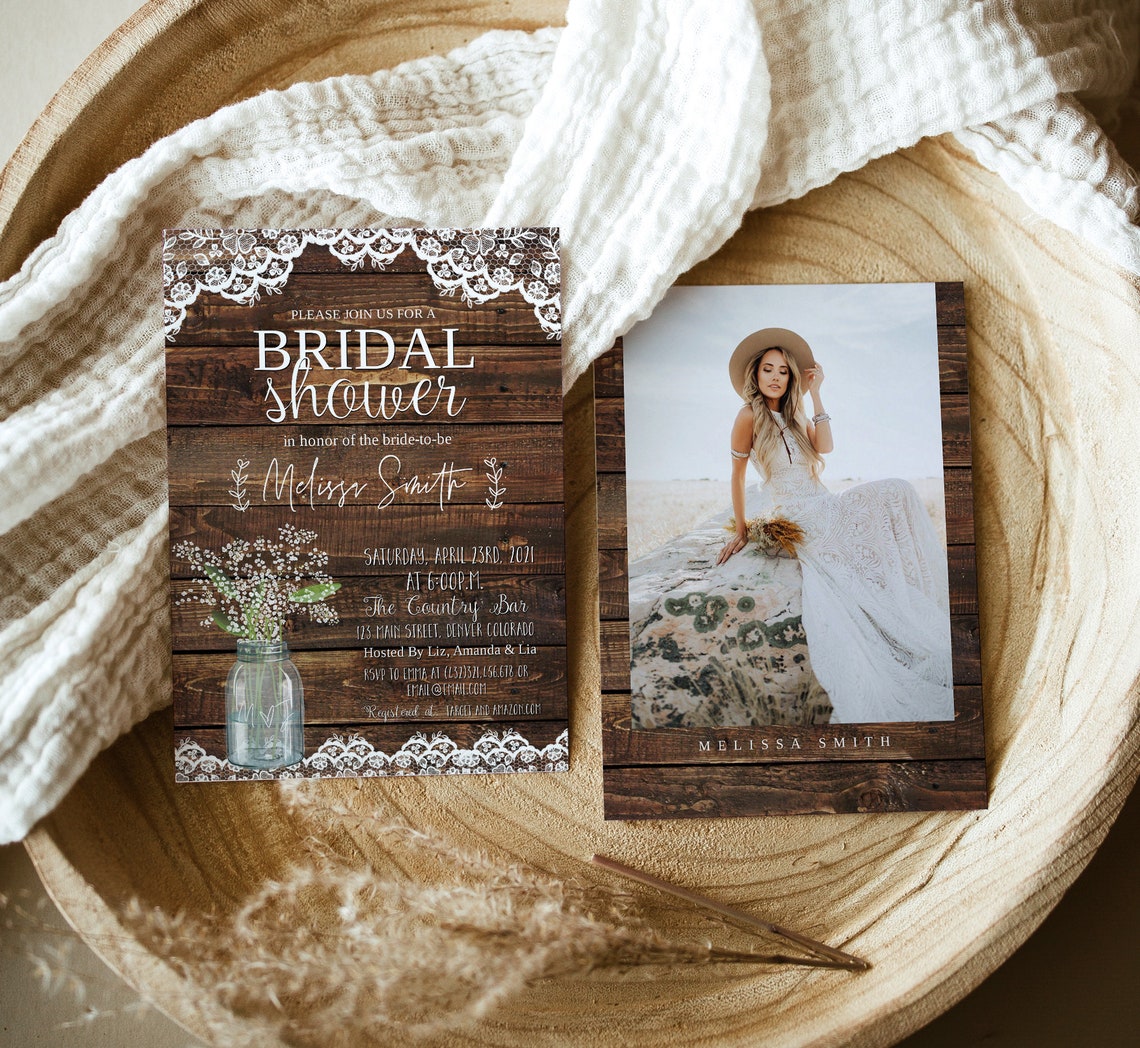 Rustic Bridal Shower Invitation Printable Baby's Breath - Etsy