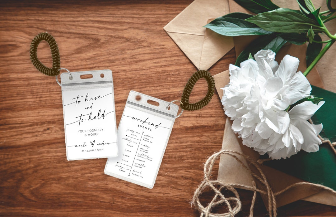 Wedding Room Key Card Tag Template, Wedding Itinerary Agenda, Printable ...