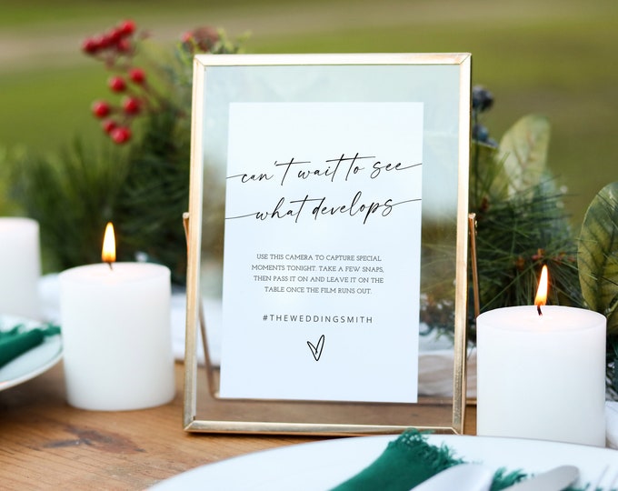 Wedding Disposable Camera Sign, Can't Wait to See What Develops, Guest ...