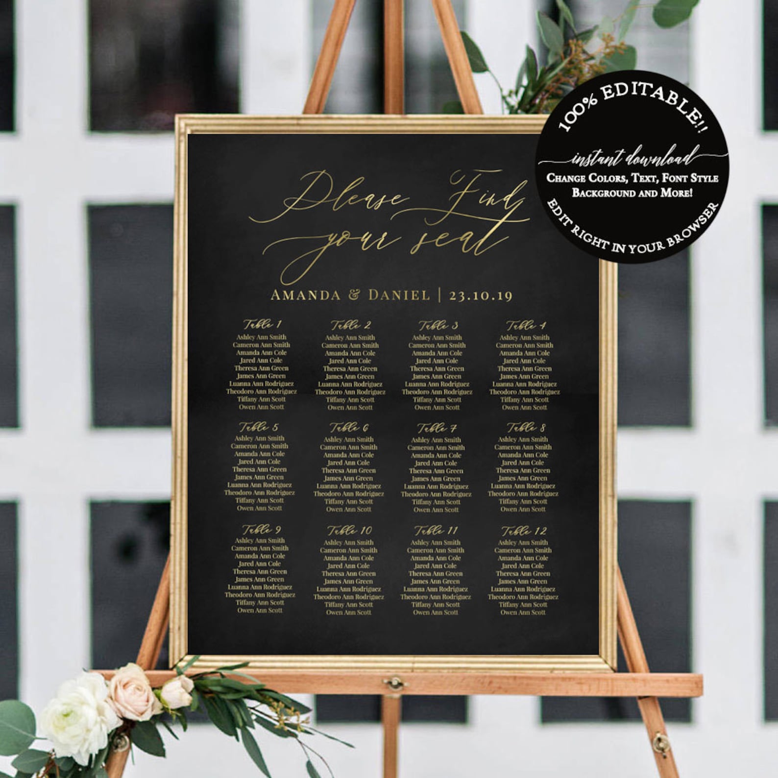 Seating Chart Template Printable Seating & Table Plan - Etsy