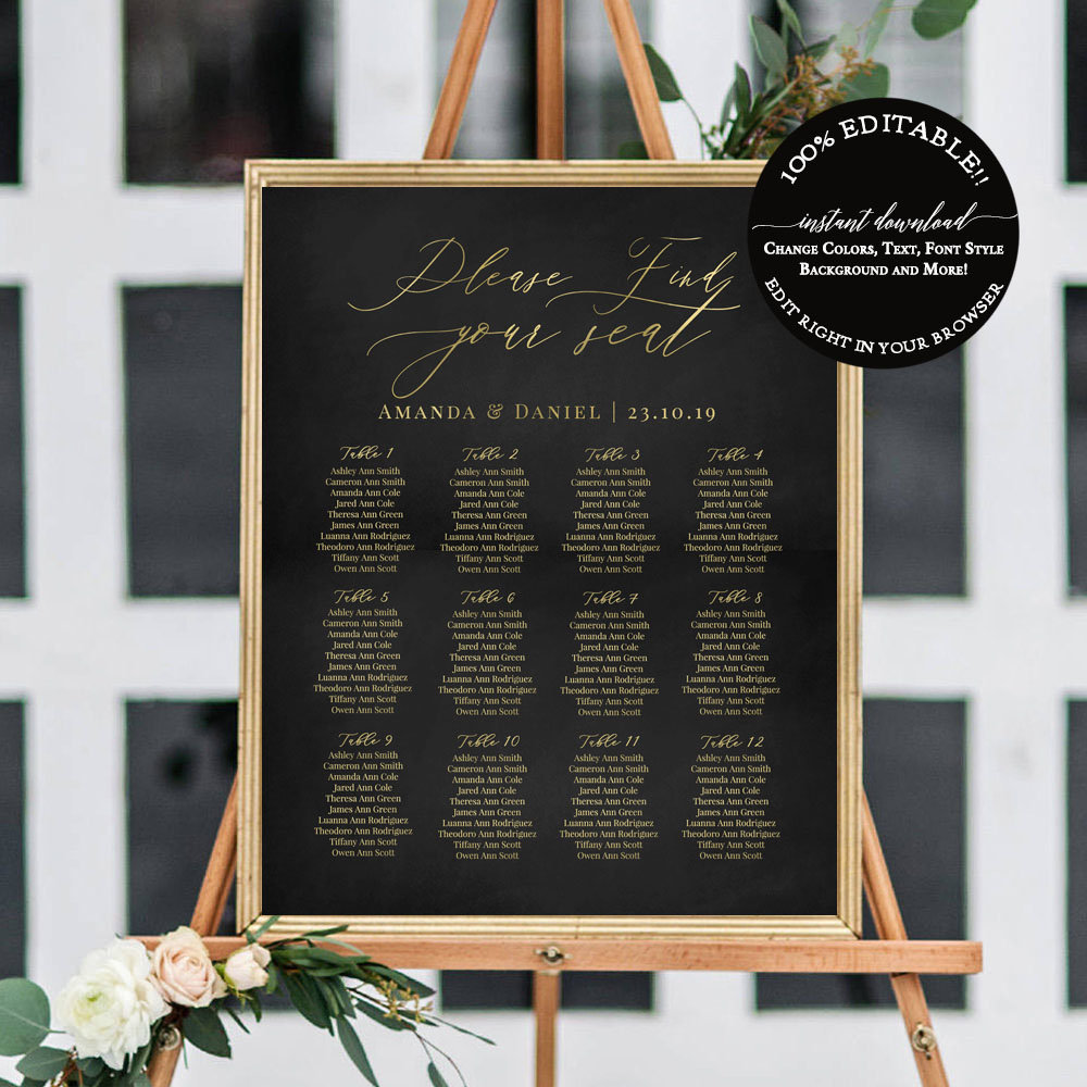 Seating Chart Template Printable Seating & Table Plan - Etsy