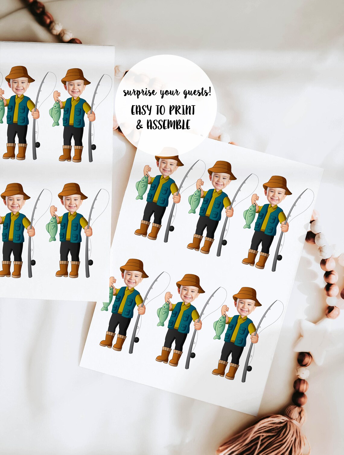 Fishing Birthday Cupcake Topper, Fishing Hat Cupcake Topper Printable ...