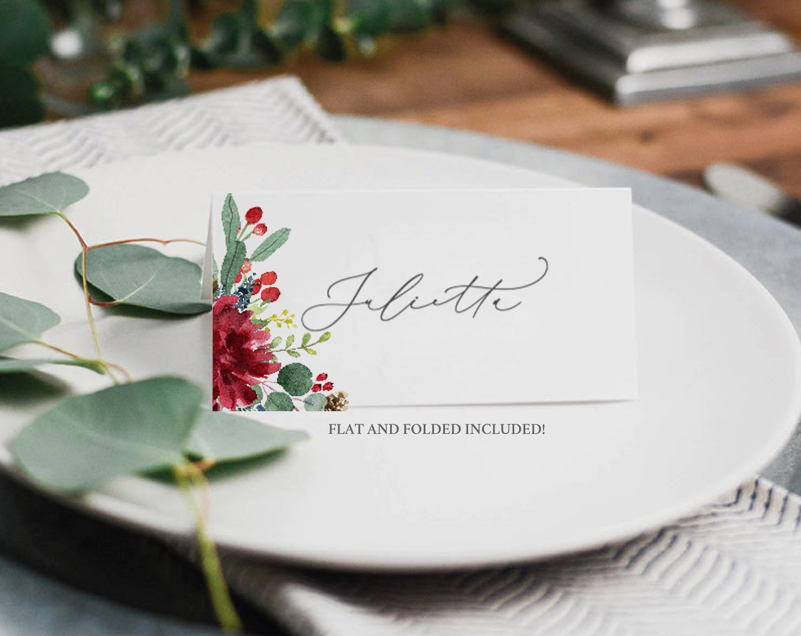 Christmas Place Card Christmas Name Card Template Rustic - Etsy