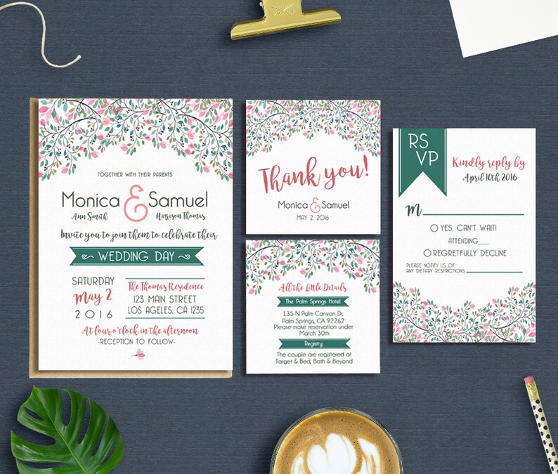 Spring Wedding Invitation Wedding Invitation Suite Floral - Etsy