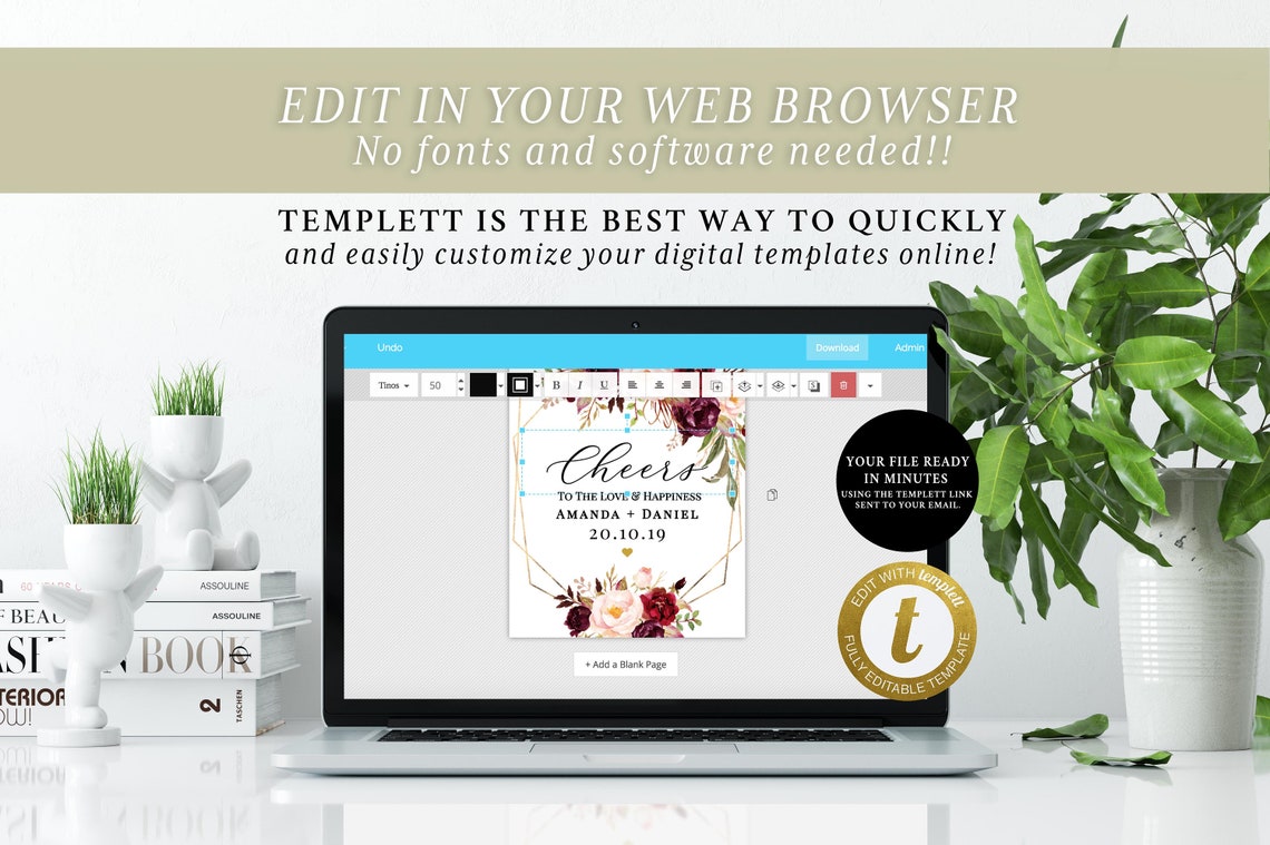 Bi-fold Wedding Program Template, Burgundy Wedding Program Template ...