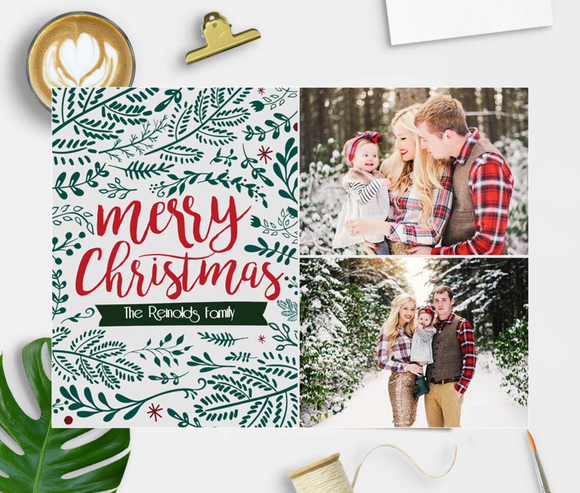 Christmas Photo Card, Christmas Card Printable, Rustic Christmas Photo ...