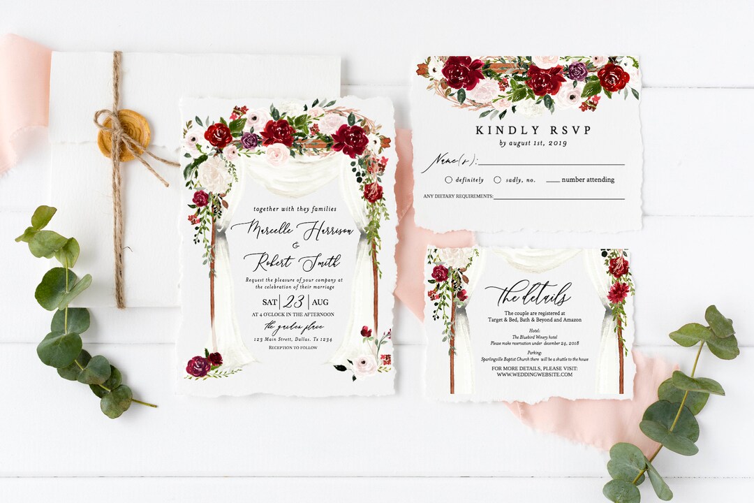Bohemian Wedding Invitation Template, Boho Wedding Invitation - Instant ...