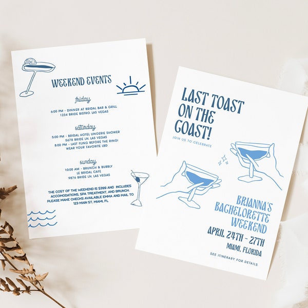 Bachelorette Last Toast on the Coast Template - Etsy