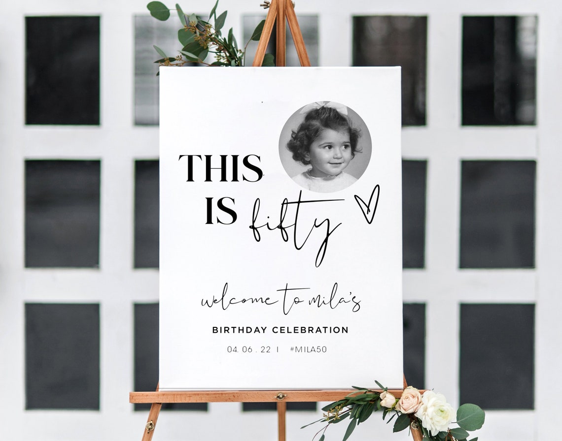 Photo Birthday Welcome Banner Modern Birthday Welcome Sign - Etsy