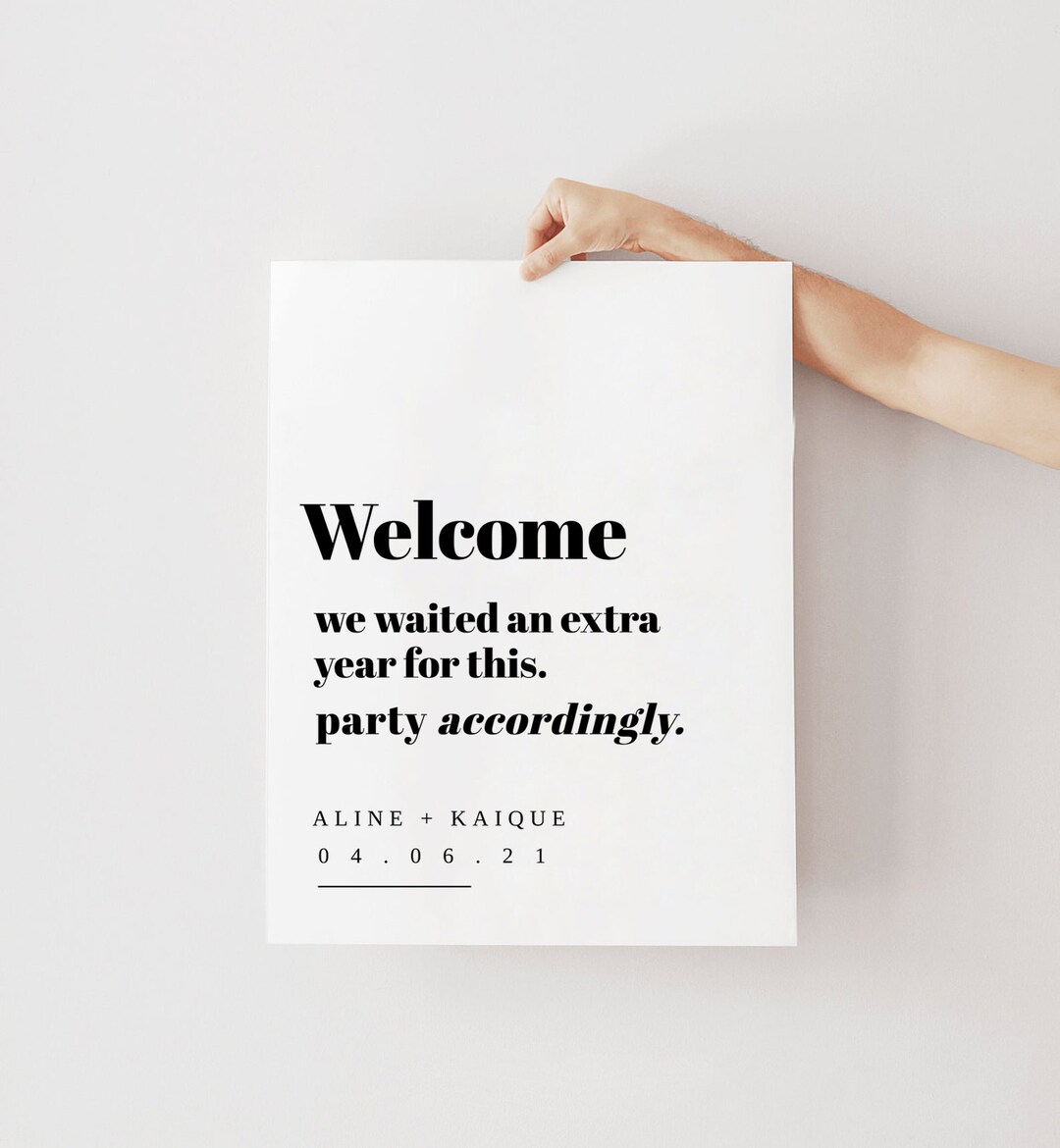 Hannah | Party Accordingly Sign, Wedding Party Accordingly Sign, Modern ...