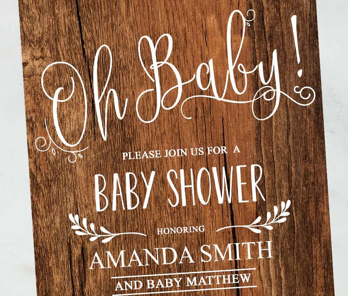 Rustic Wood Baby Shower Invitation Baby Shower Invitation - Etsy