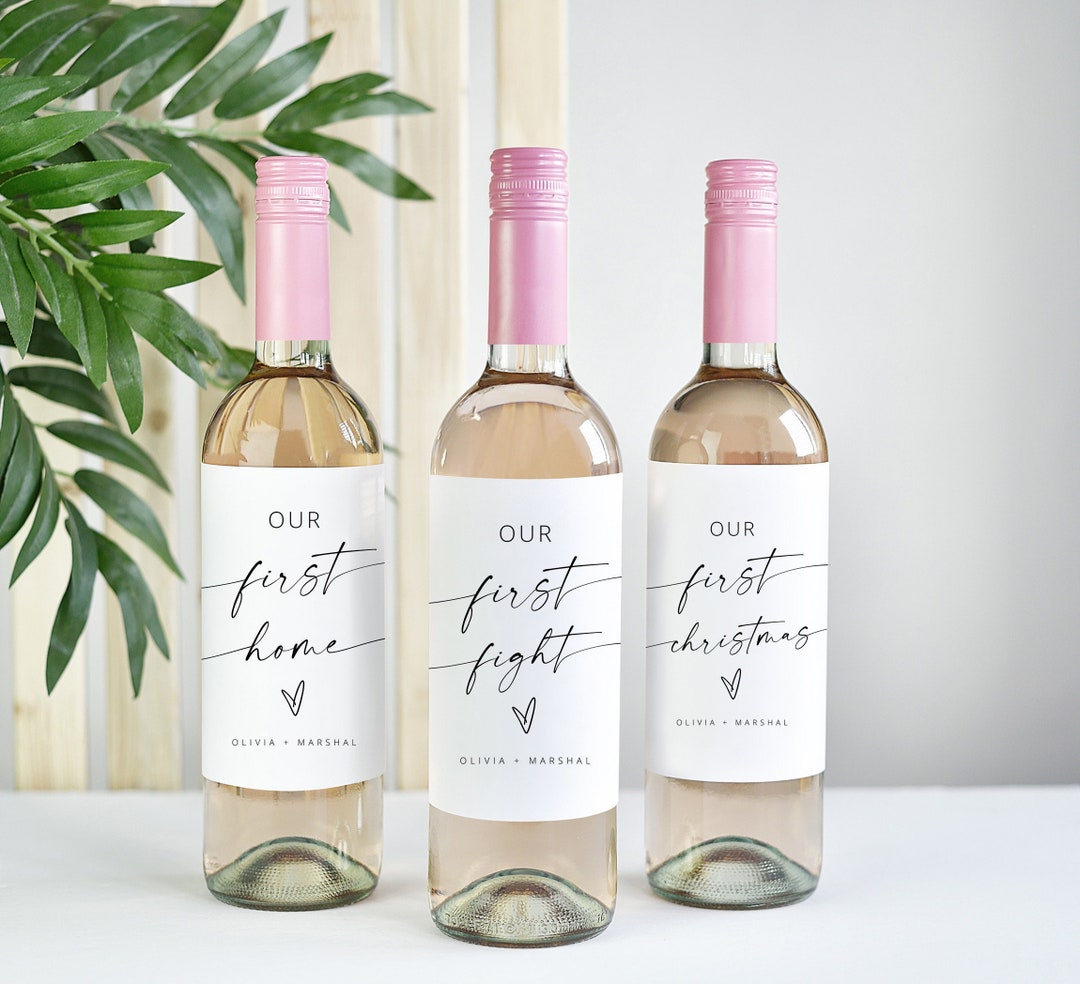 Boho First Wine Label Template, Firsts Bottle Labels, Firsts Wine Label ...