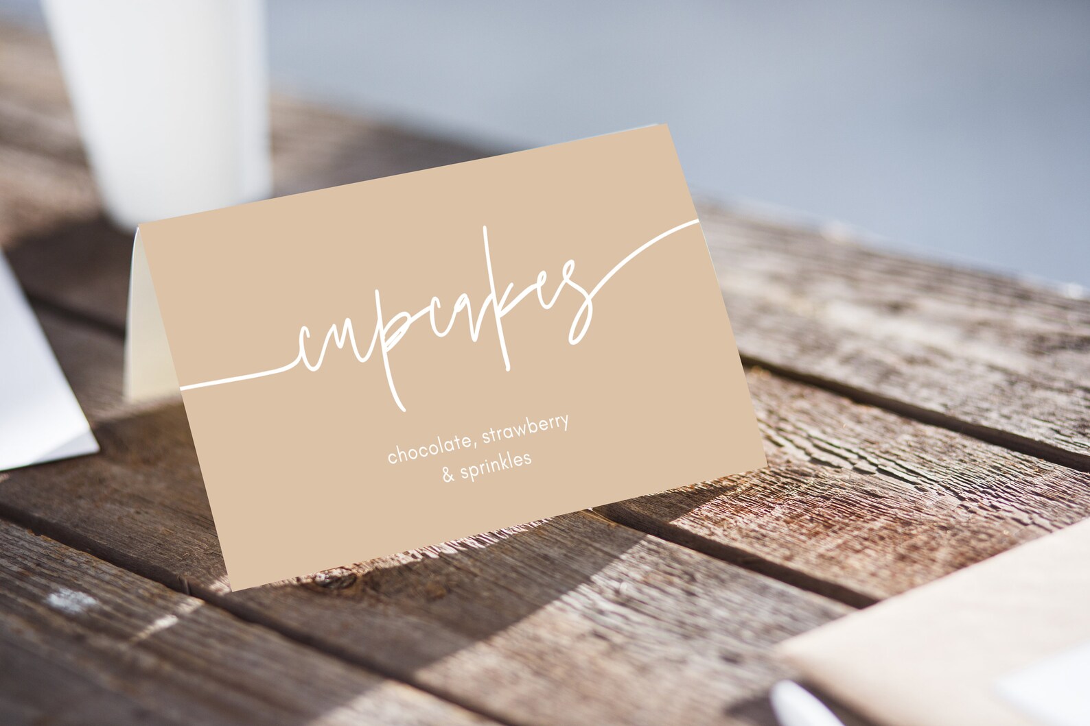 Minimalist Buffet Card Template, Bohemian Buffet Cards, Beige Wedding ...
