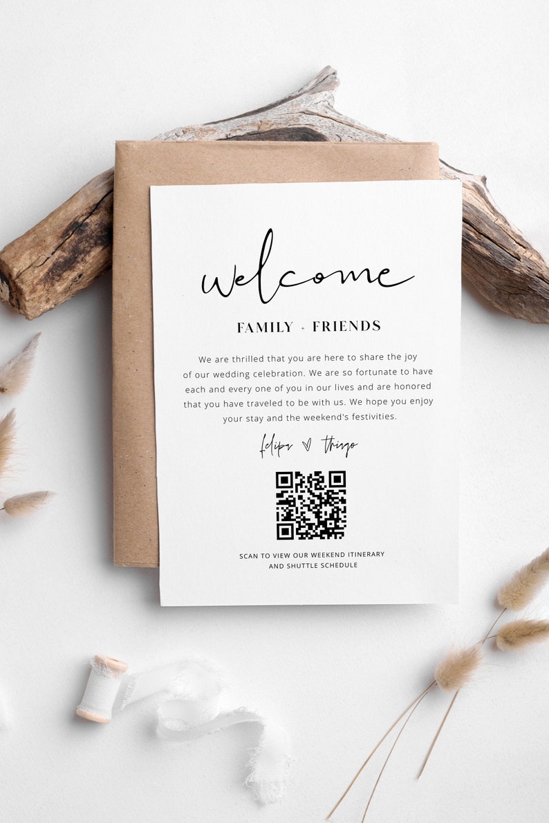 Wedding Welcome Letter Template QR Code Itinerary Wedding - Etsy