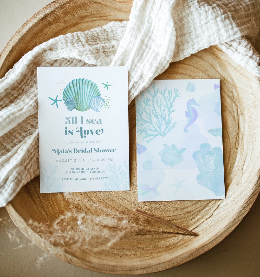 All I Sea is Love Bridal Shower Invitation, All I Sea is Love, Ocean ...