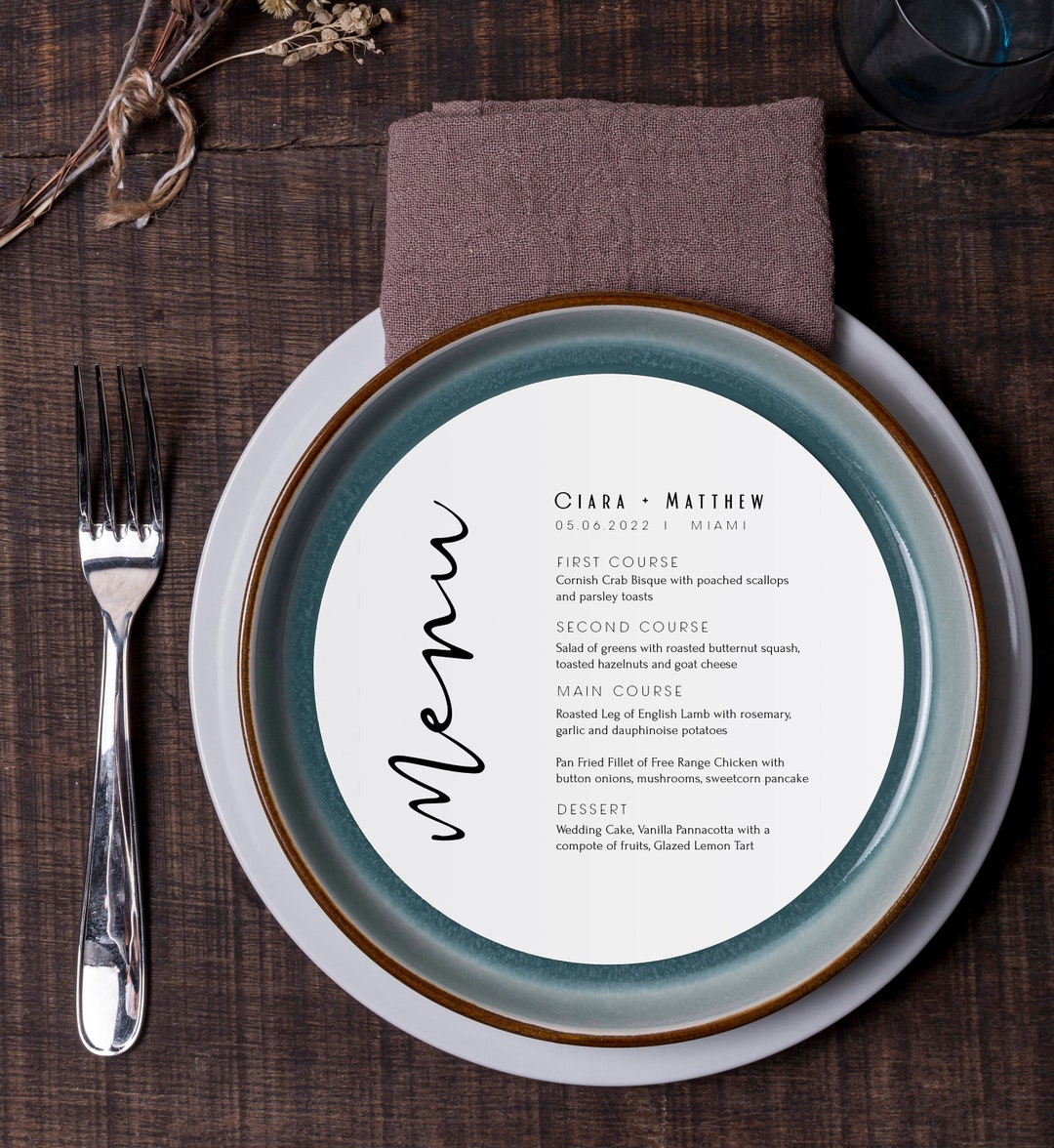 CIARA Round Minimalist Menu Template, Editable Round Menu Template ...