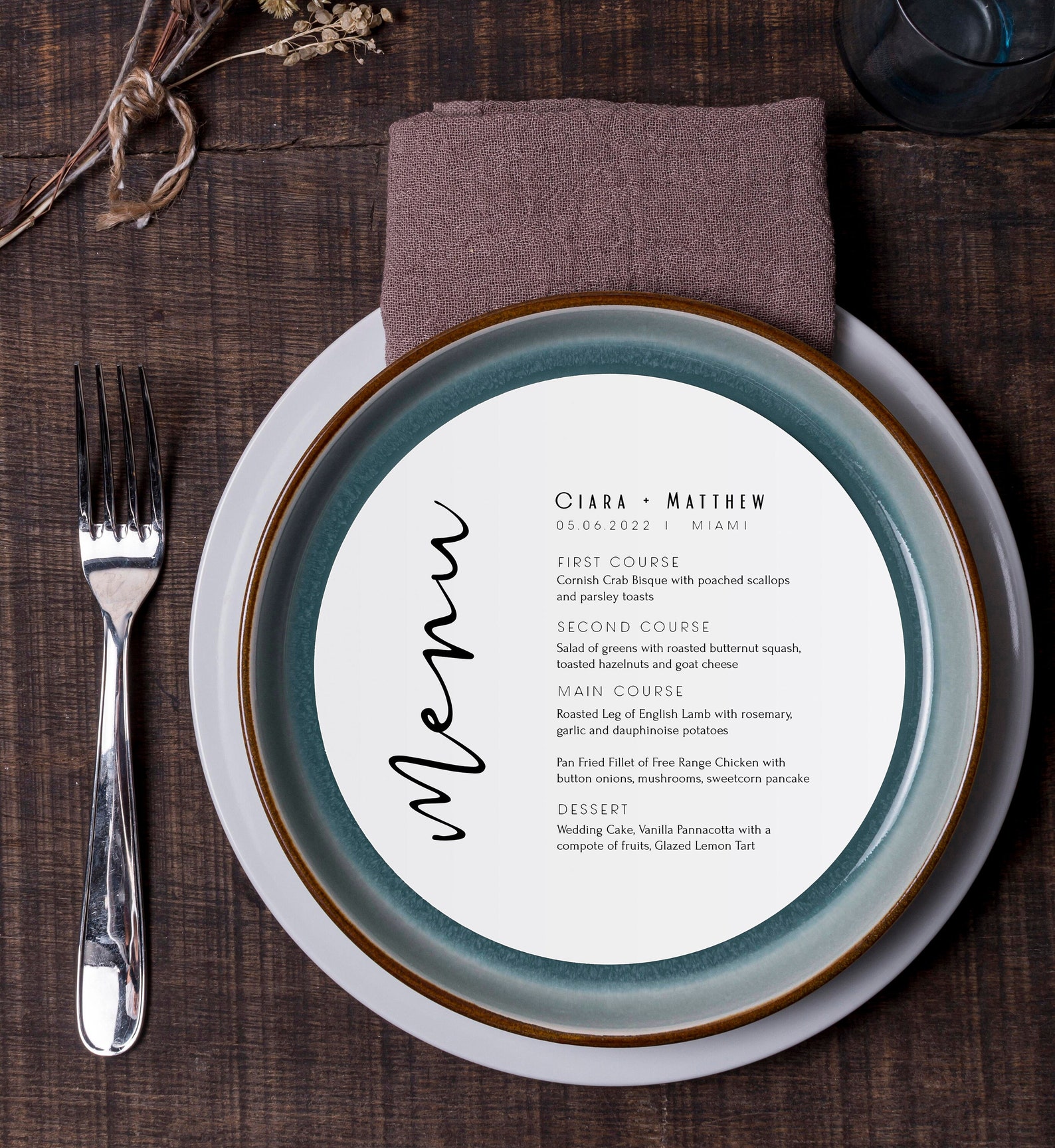 CIARA Round Minimalist Menu Template Editable Round Menu - Etsy