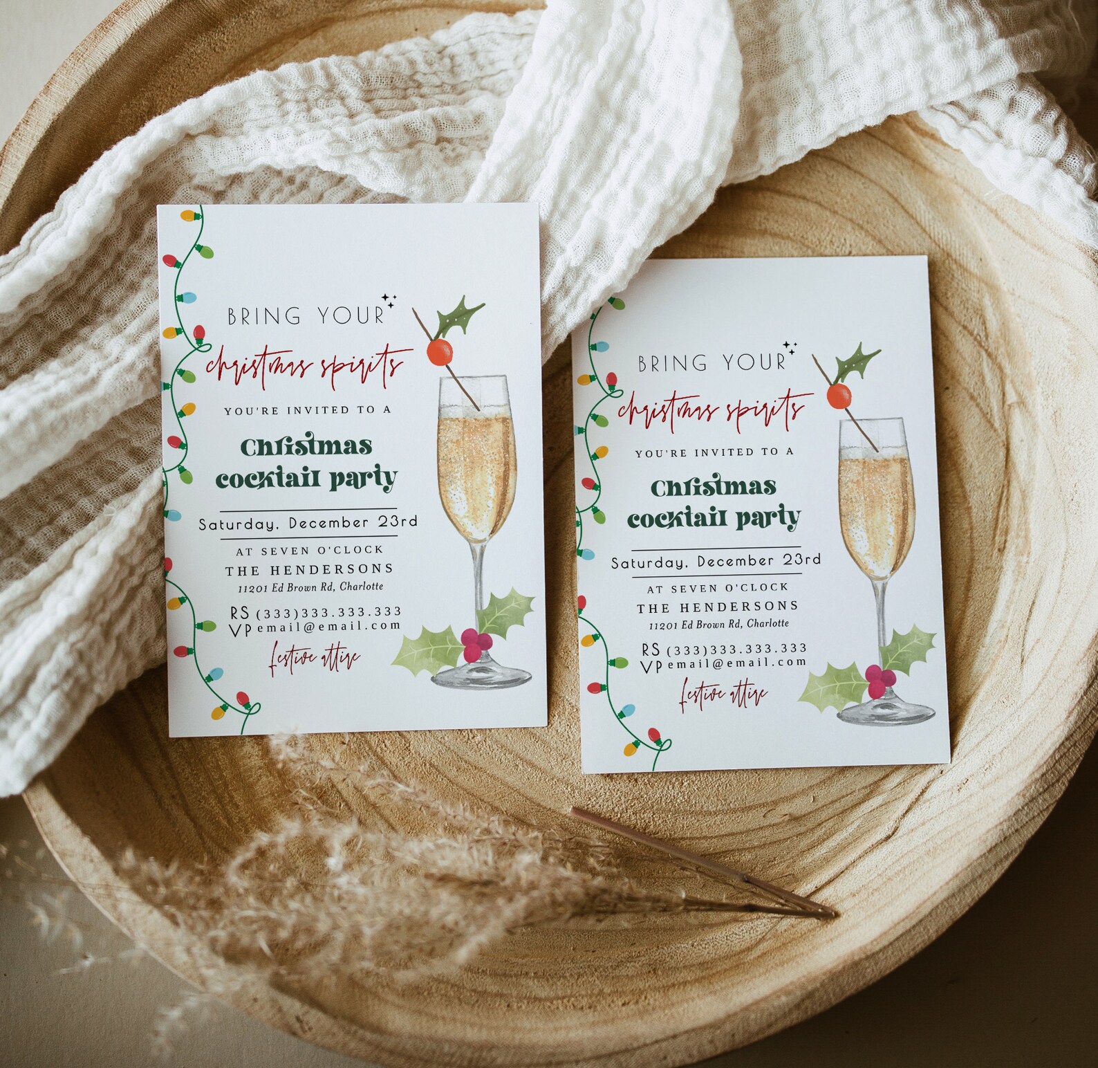 Christmas Cocktail Party Invitation, Editable Christmas Office Party ...