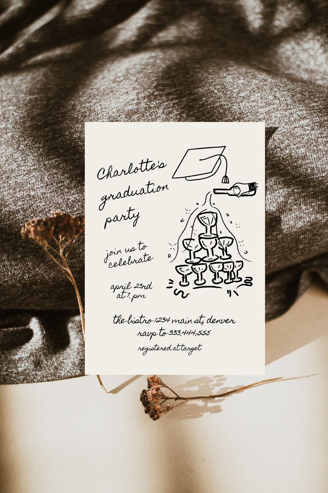 Hand Drawn Graduation Invitation, Graduation Invitation 2025 Template ...