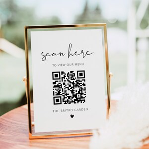 Wedding Menu Qr Code Sign, Menu Qr Code Template, Scannable Wedding ...