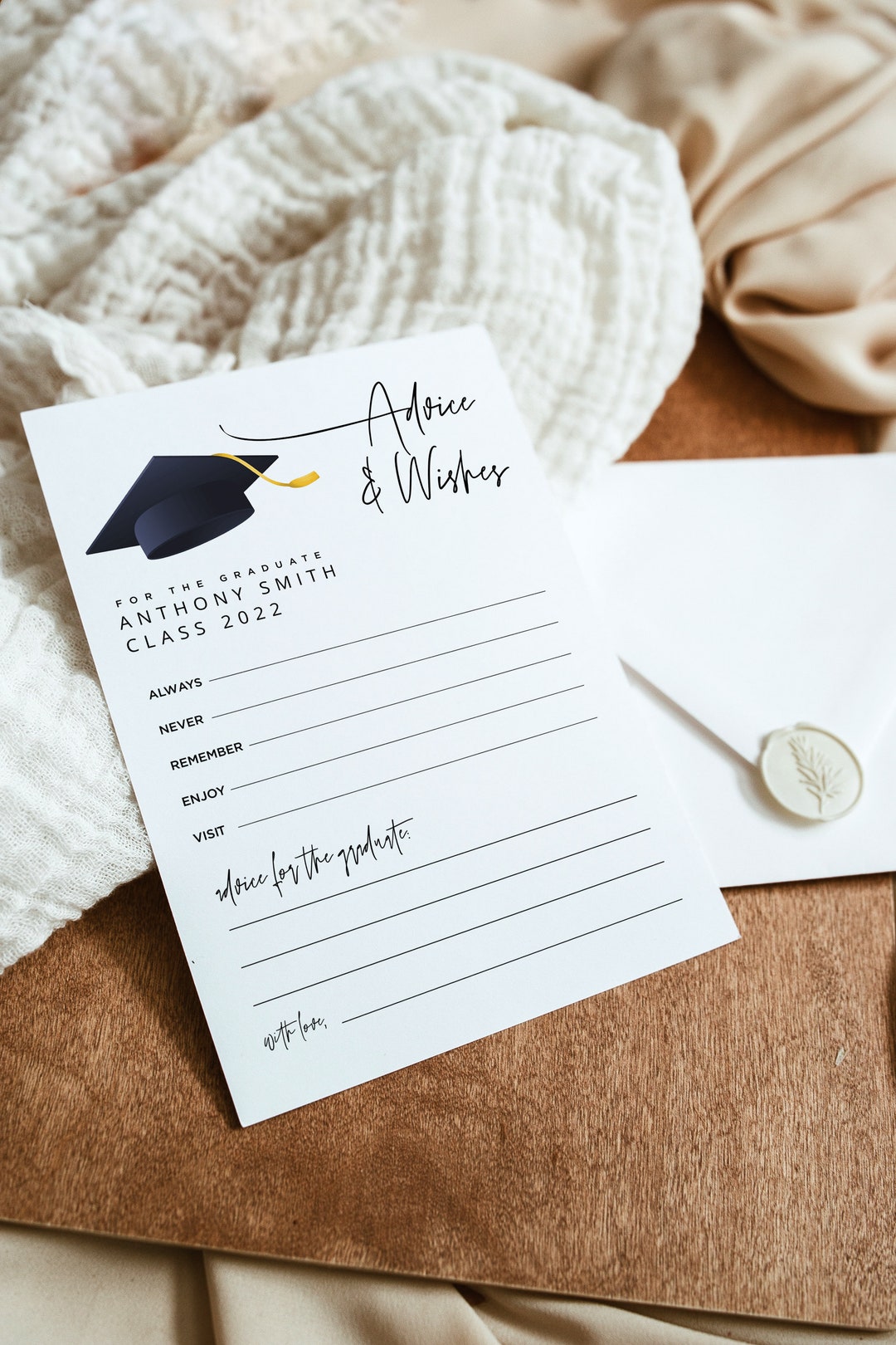 Graduation Advice and Wishes Card Template, Wishes for the Graduate ...