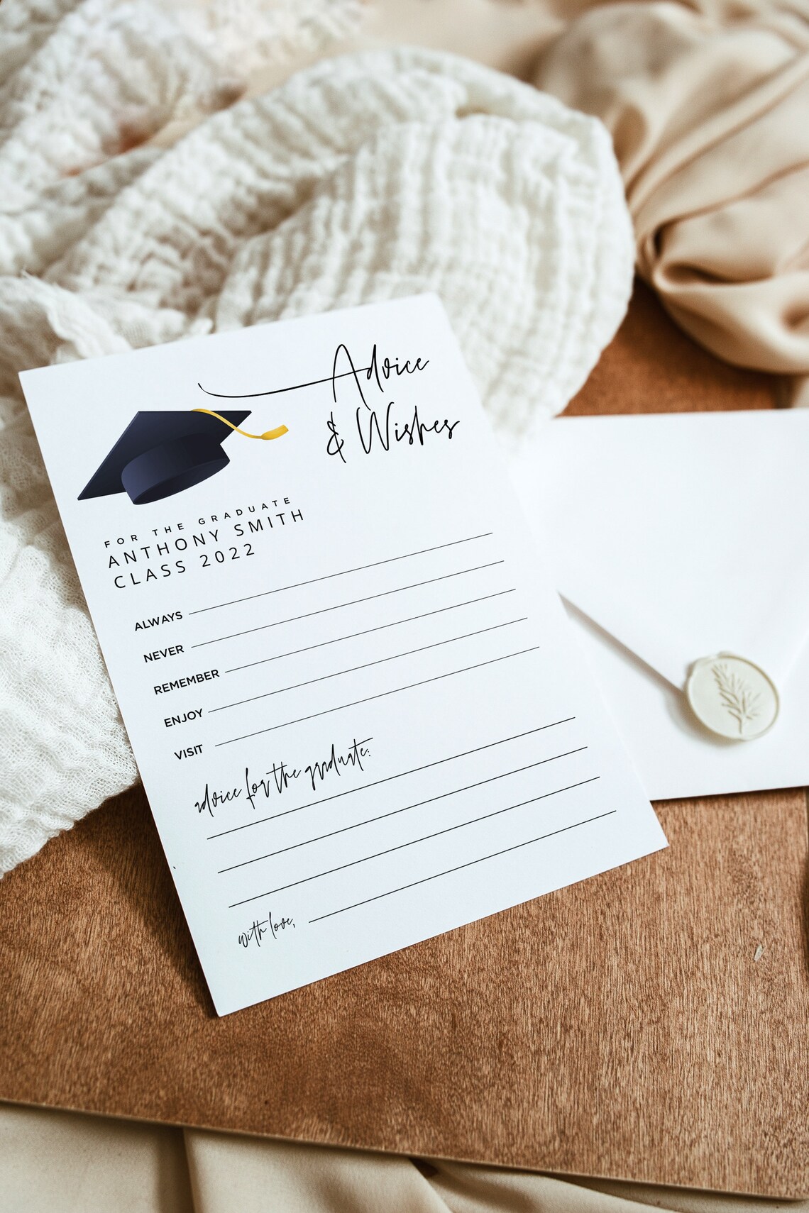 Graduation Advice and Wishes Card Template Wishes for the - Etsy