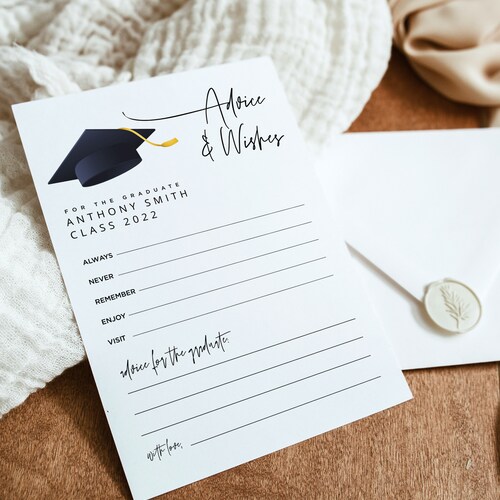 Graduation Advice and Wishes Card Template Wishes for the - Etsy