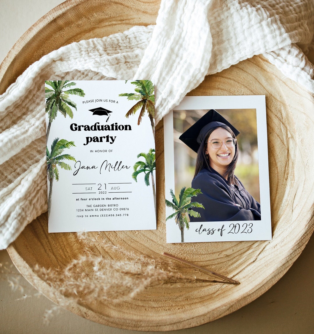 Tropical Graduation Invitation, Modern Grad Invitation 2025, 2025 ...