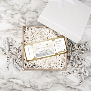 Boarding Pass Gold Ticket EDITABLE, Printable Personalized Plane Ticket ...