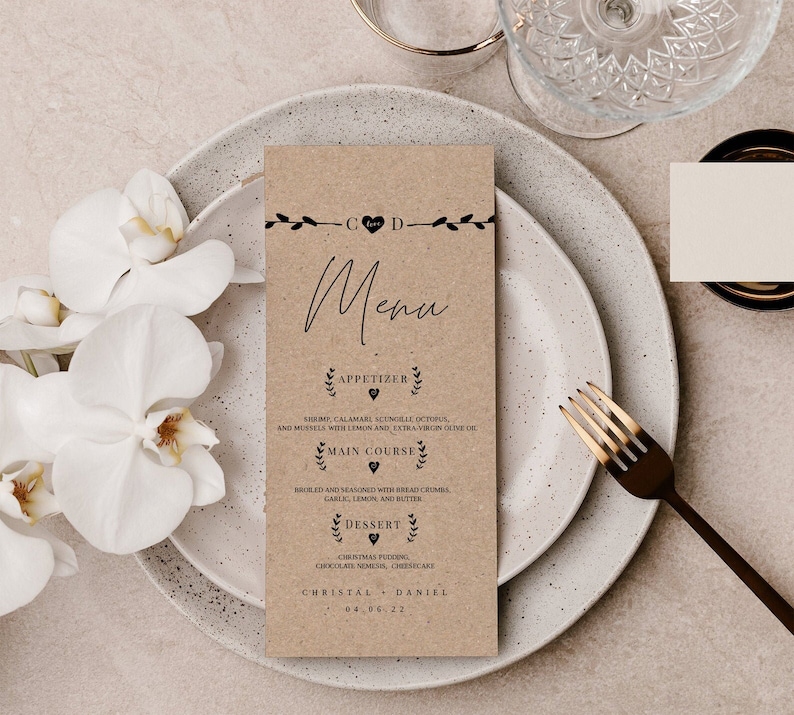 Wedding Menu Printable Wedding Menu Menu Card Printable - Etsy