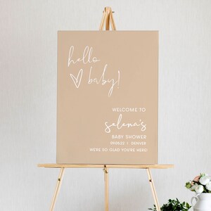 Hello Baby Sign, Boho Baby Shower Welcome Sign, Neutral Shower Welcome ...