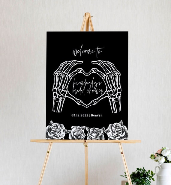 Halloween Bridal Shower Welcome Sign Template Skeleton Bridal - Etsy