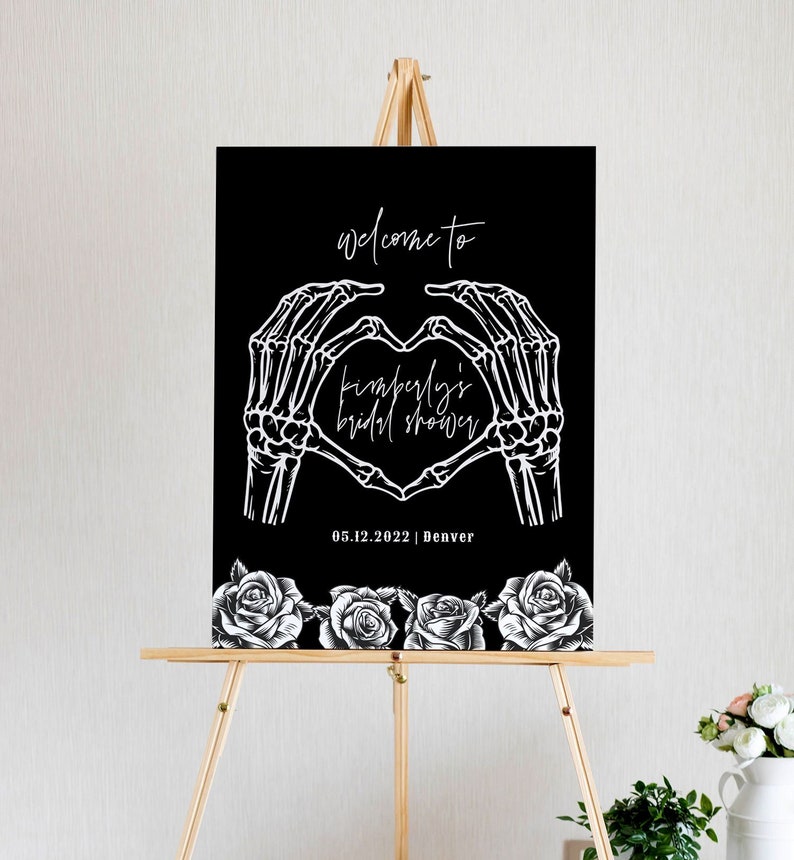 Halloween Bridal Shower Welcome Sign Template Skeleton Bridal - Etsy