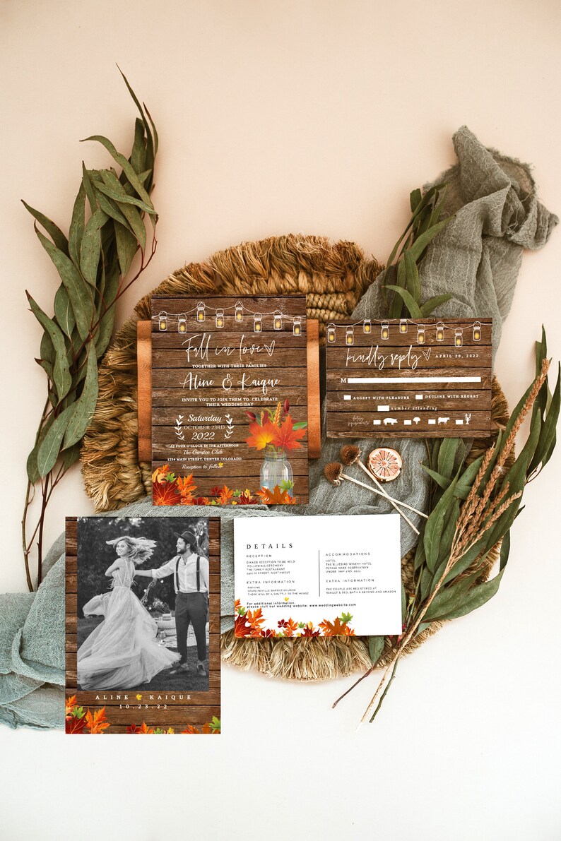 Fall Wedding Invitation Autumn Wedding Invitation Fall in | Etsy