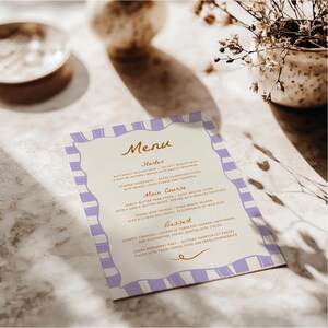 Multicolored Menu Template, Girly Menu Dinner Template, Bridal Shower ...