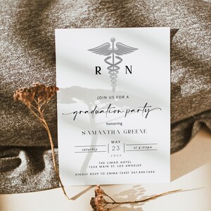 Nurse Graduation Party Invite Template, Minimalist RN Graduation ...
