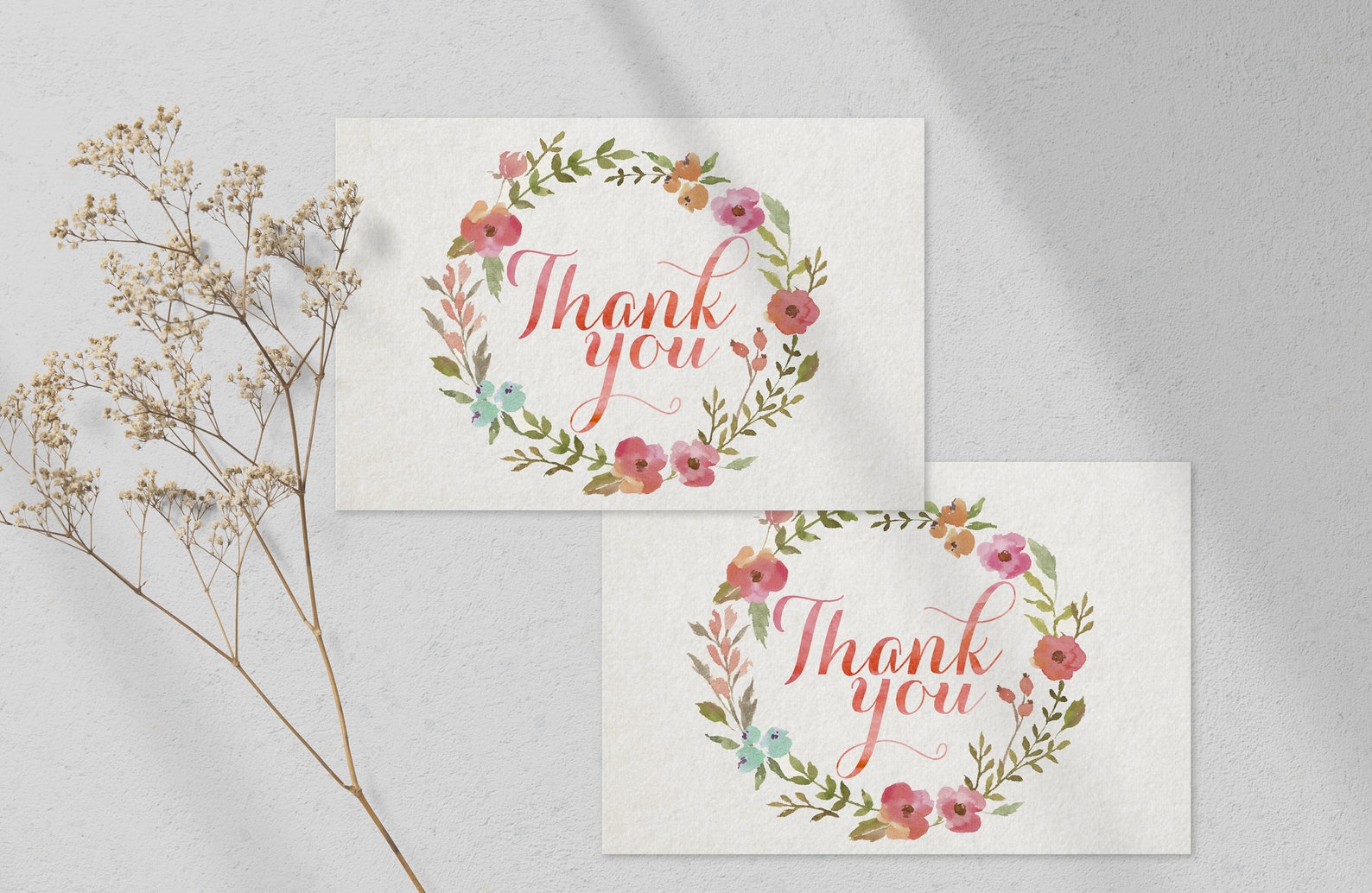 Floral Thank You Card Printable Thank You Card Rustic Thank - Etsy