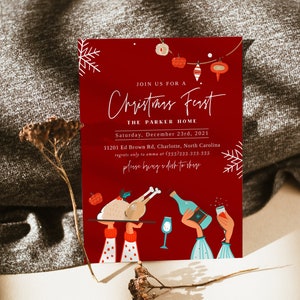 Christmas Dinner Invitation Template, Christmas Feast Invitation ...