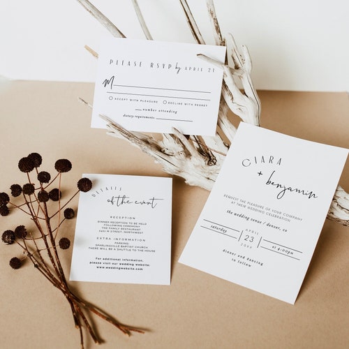 Hannah Modern Wedding Invitation Suite Minimalist Wedding - Etsy