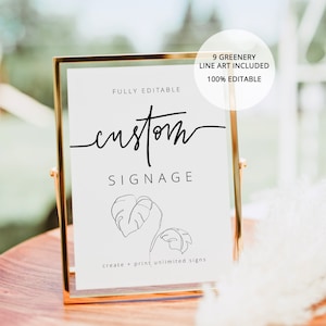 Minimalist Custom 5x7" Sign Template, Printable Party Signs, Modern ...