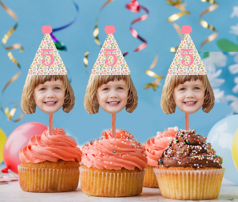Floral Cupcake Toppers Floral Birthday Decor Personalized - Etsy