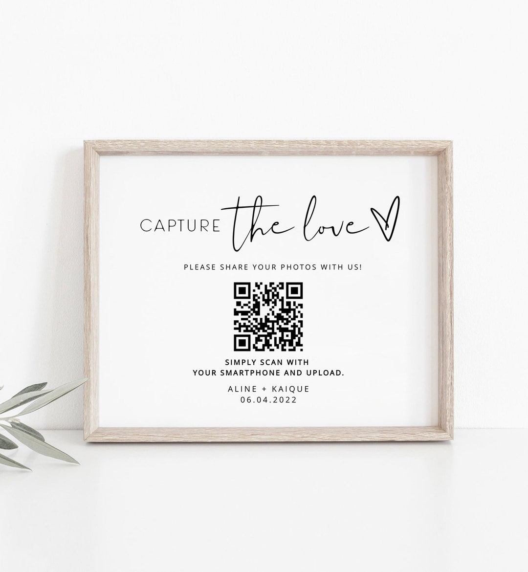 CIARA | Wedding Capture the Love Sign, Wedding QR Code Sign, Modern ...